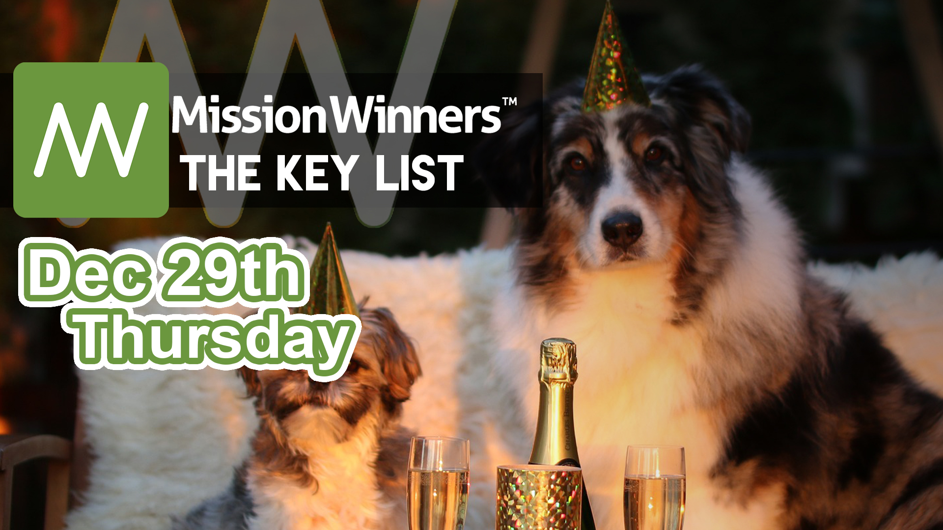 Key List Thursday Dec 29 2022 - Mission Winners