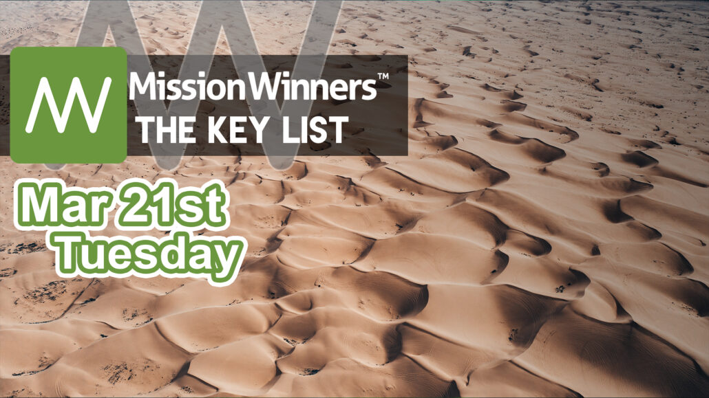 Key List Tuesday Mar 21 2023 - Mission Winners