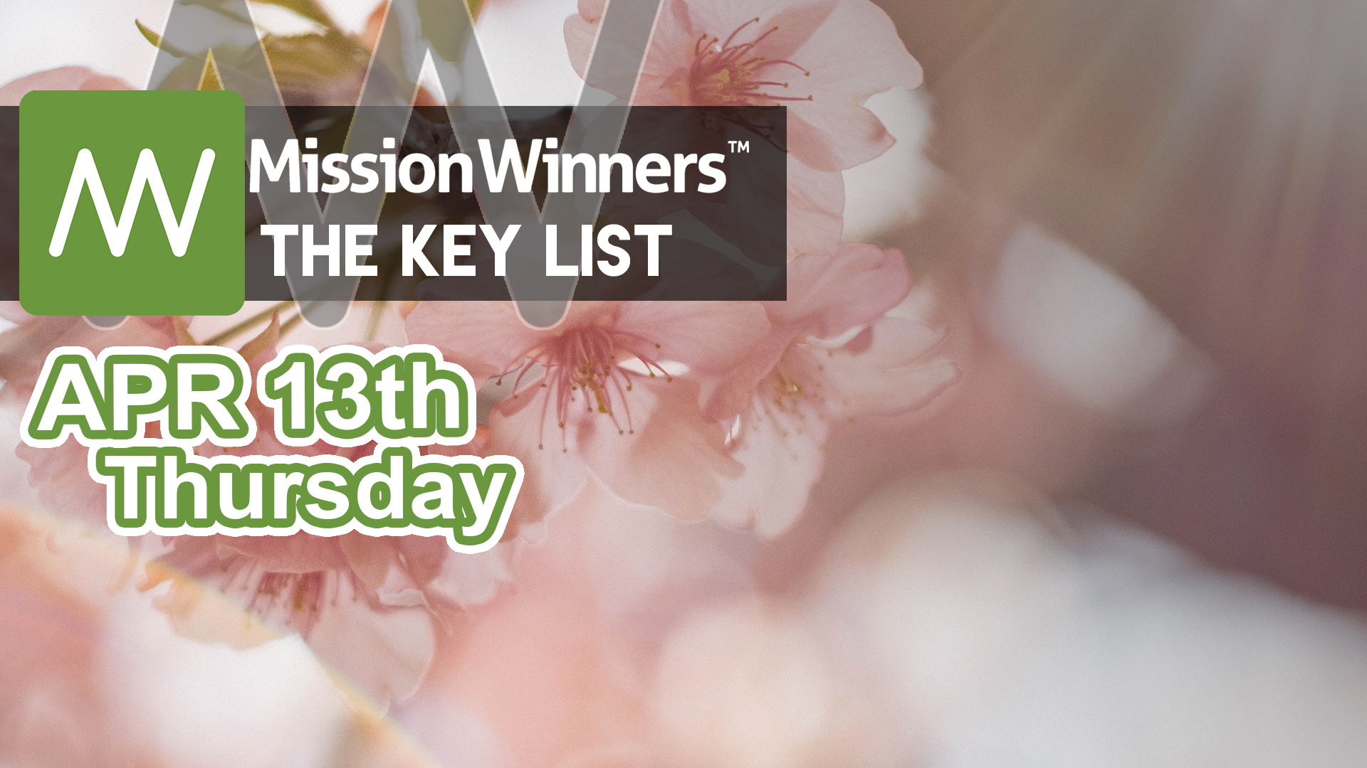 Key List Thursday Apr 13 2023 - Mission Winners