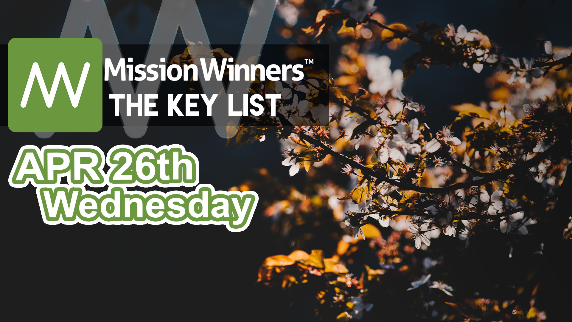 Key List Wednesday Apr 26 2023 - Mission Winners