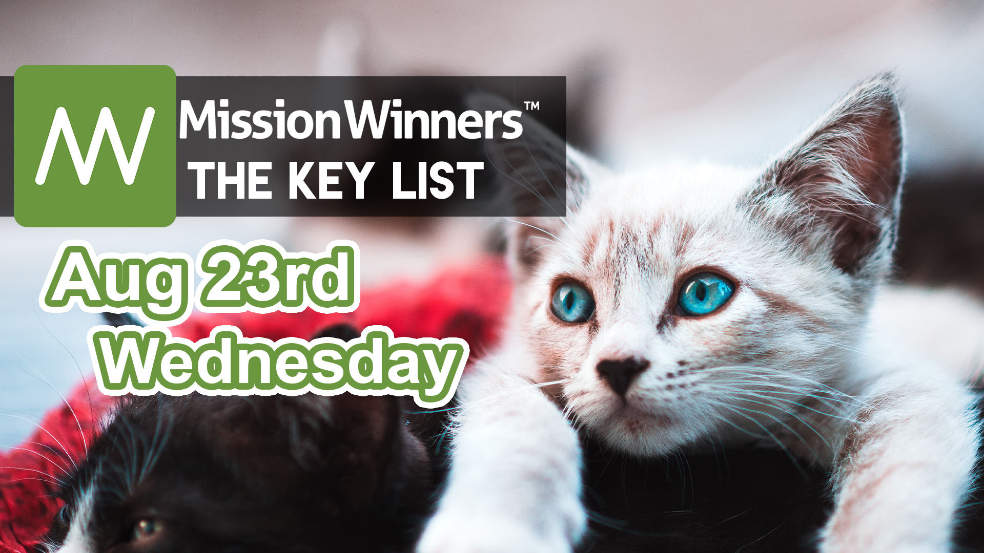 Key List Wednesday Aug 23 2023 - Mission Winners