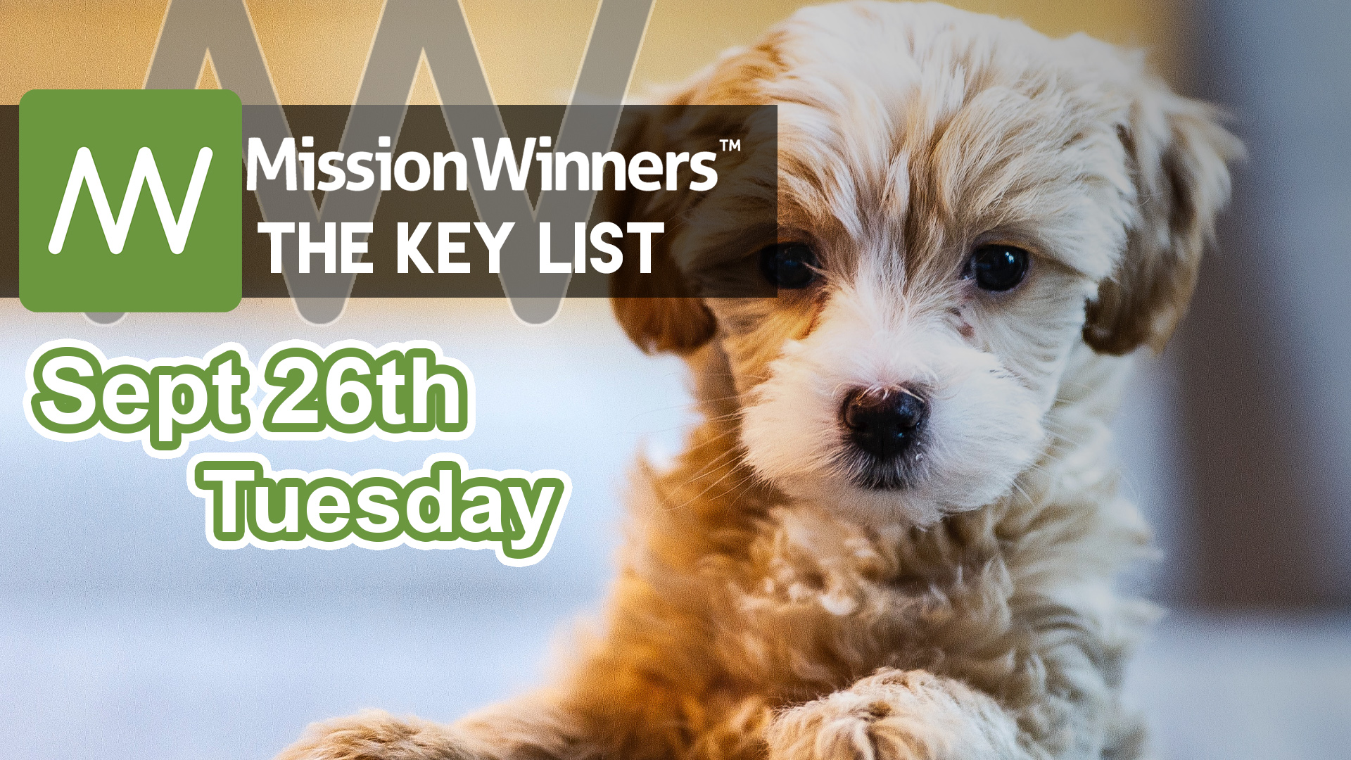 Key List Tuesday Sep 26 2023 - Mission Winners