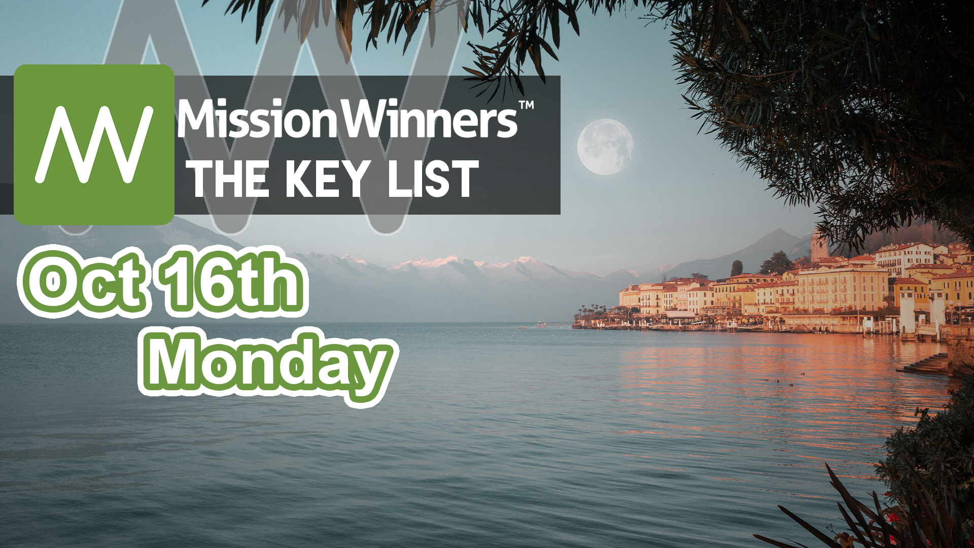 Key List™ Monday Oct 16 2023 - Mission Winners