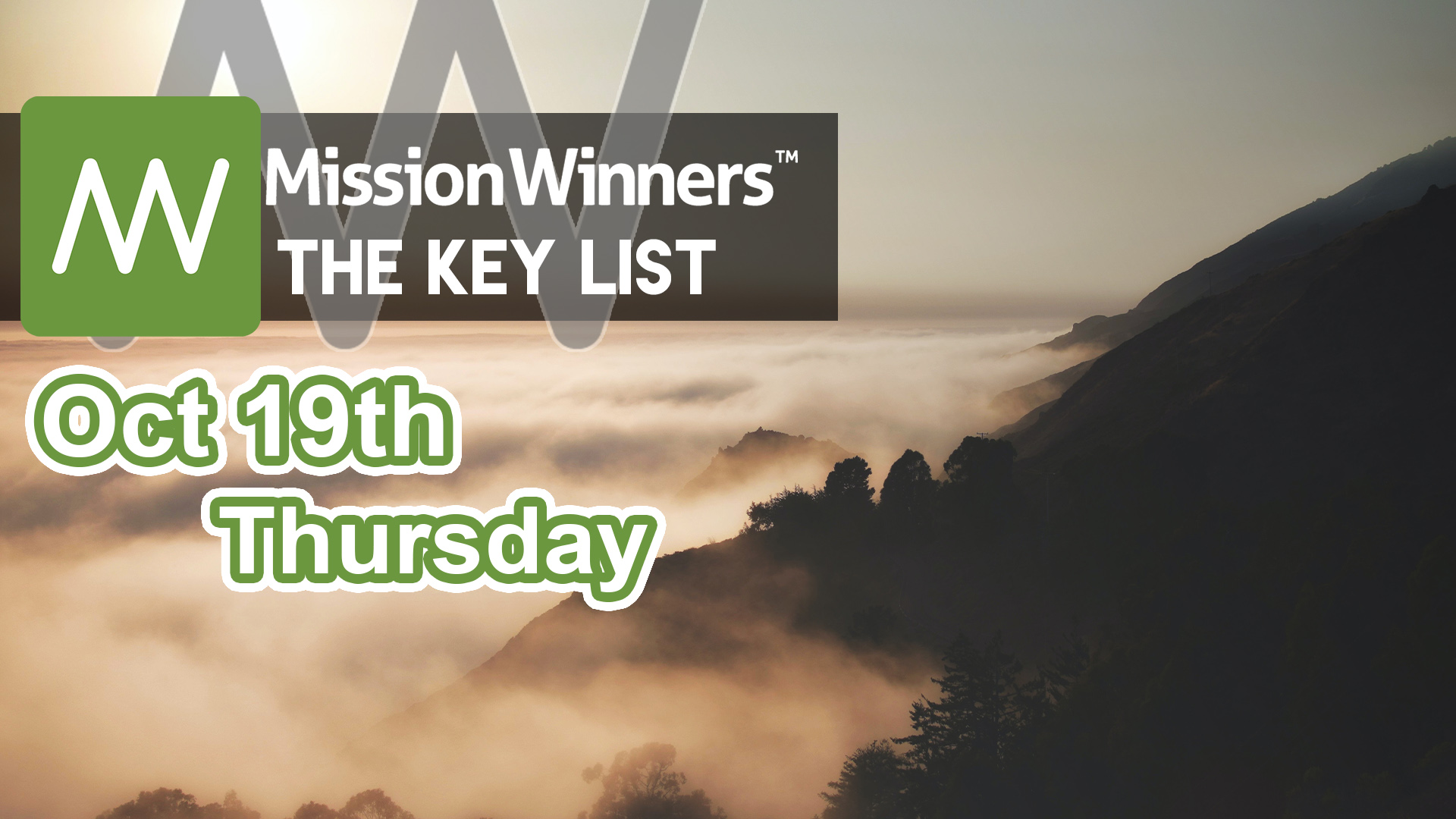 Key List™ Thursday Oct 19 2023 - Mission Winners