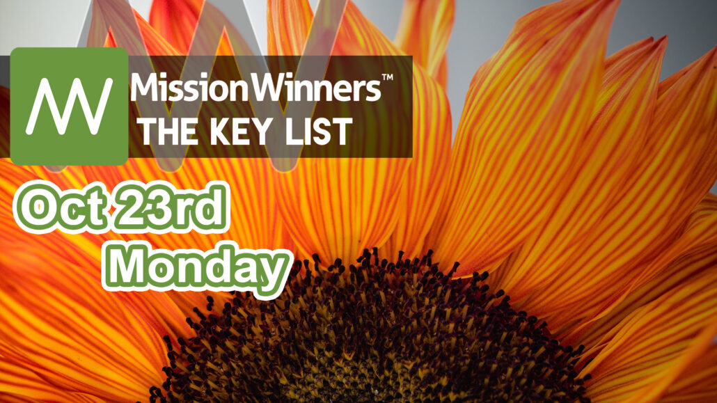 Key List™ Monday Oct 23 2023 - Mission Winners