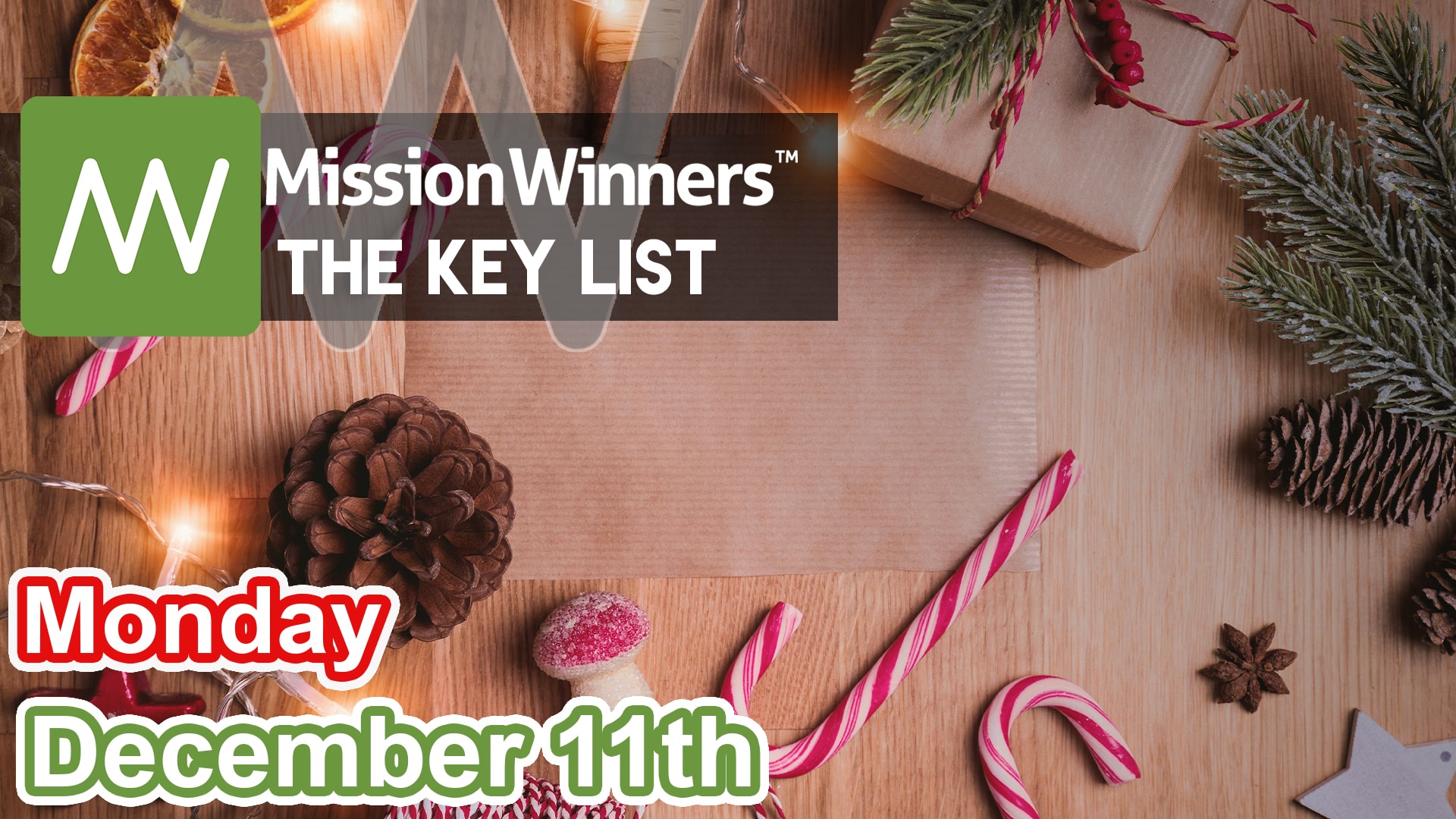 Key List™ Monday Dec 11 2023 - Mission Winners