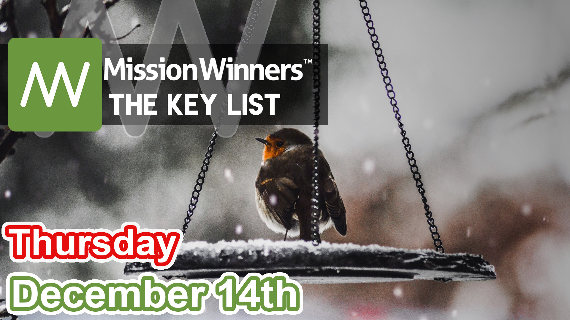 Key List™ Thursday Dec 14 2023 - Mission Winners