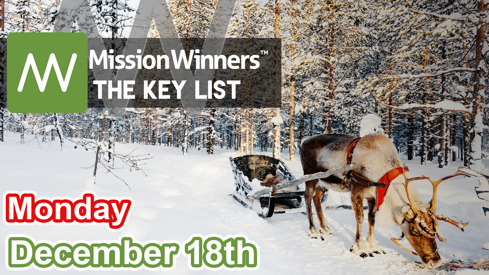 Key List™ Monday Dec 18 2023 - Mission Winners
