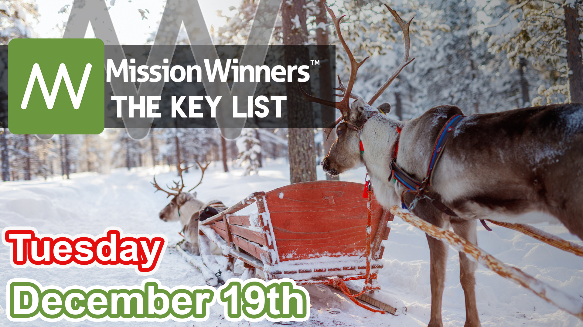 Key List™ Tuesday Dec 19 2023 - Mission Winners