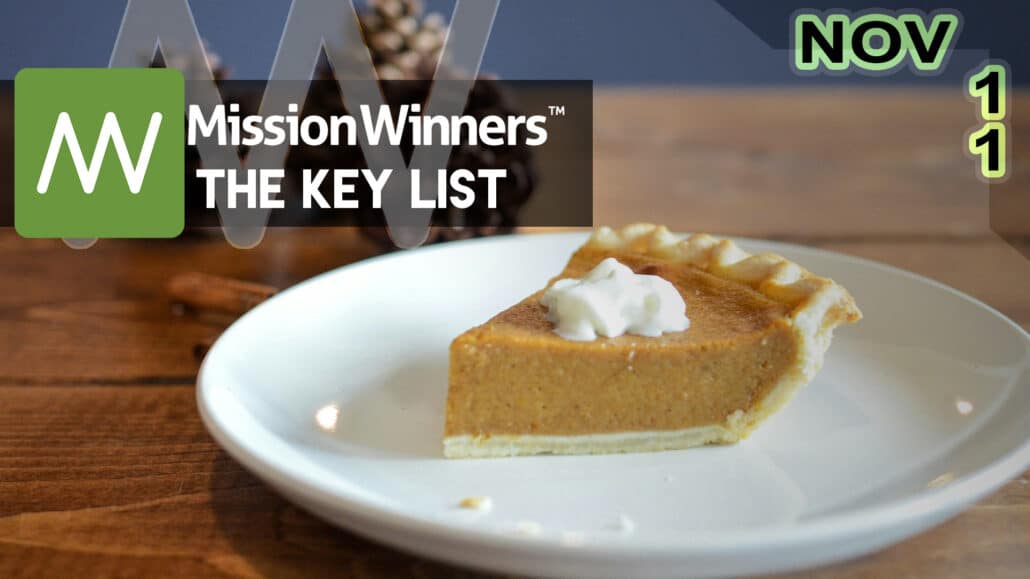 Key List™ Monday Nov 11 2024 - Mission Winners