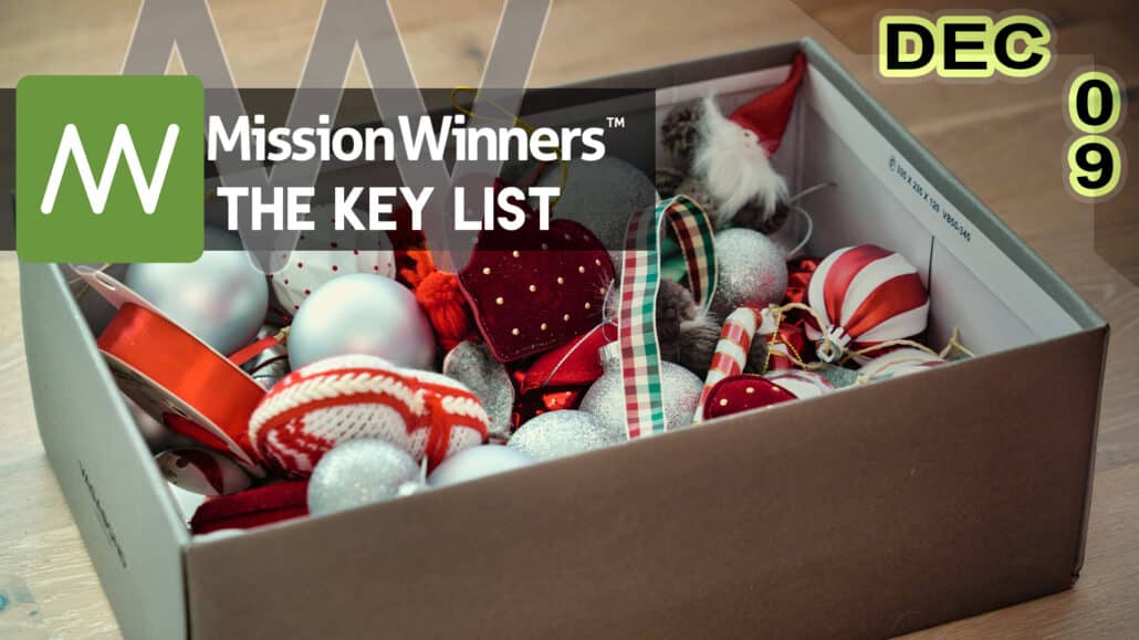 Key List™ Monday Dec 09 2024 - Mission Winners