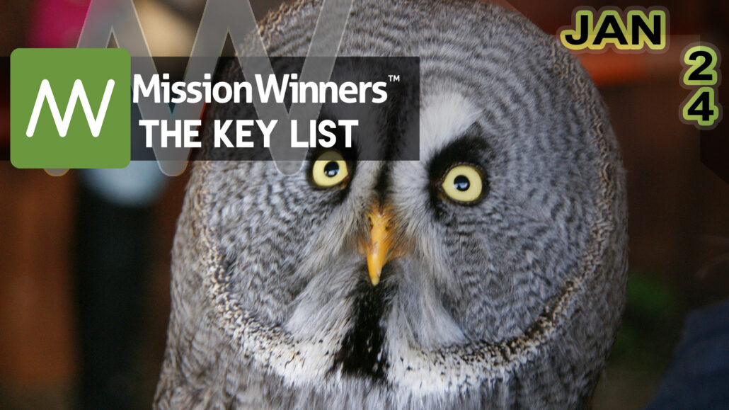 Key List™ Friday Jan 24 2025 - Mission Winners