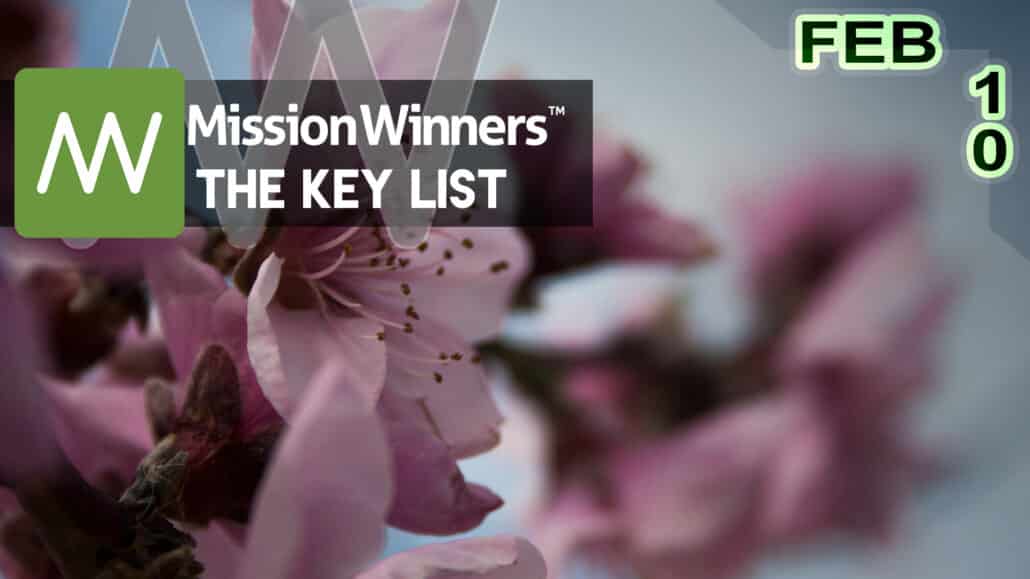 Key List™ Monday Feb 10 2025 - Mission Winners