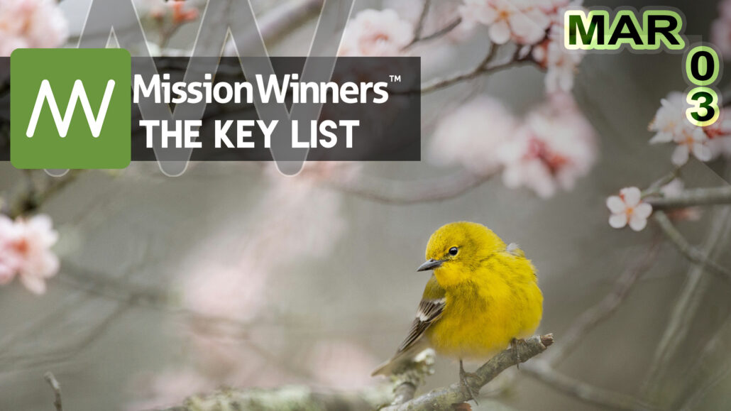 Key List™ Monday Mar 03 2025 - Mission Winners