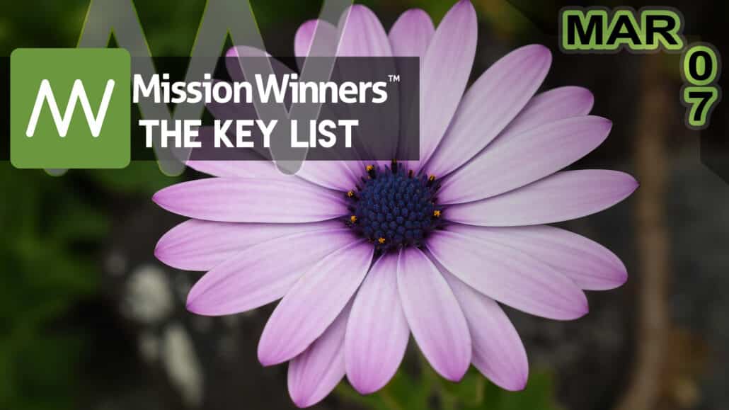 Key List™ Friday Mar 07 2025 - Mission Winners