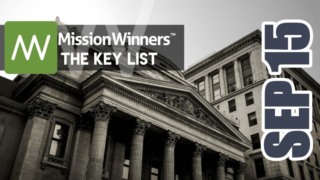 Key List™ Monday Sep 15 2025 - Mission Winners